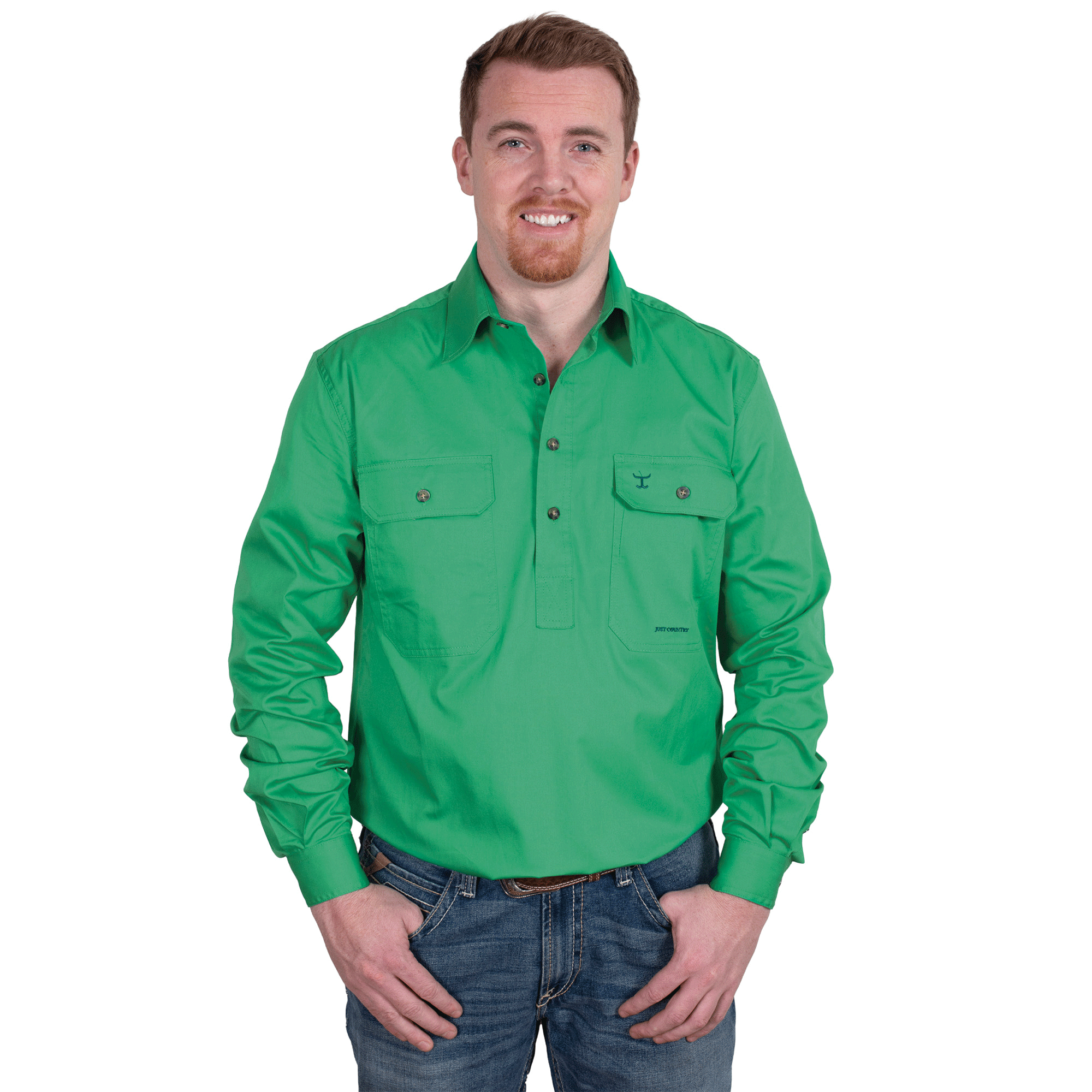 Men's - Cameron - 1/2 Button - Ivy Green – Deni Workwear & Uniforms