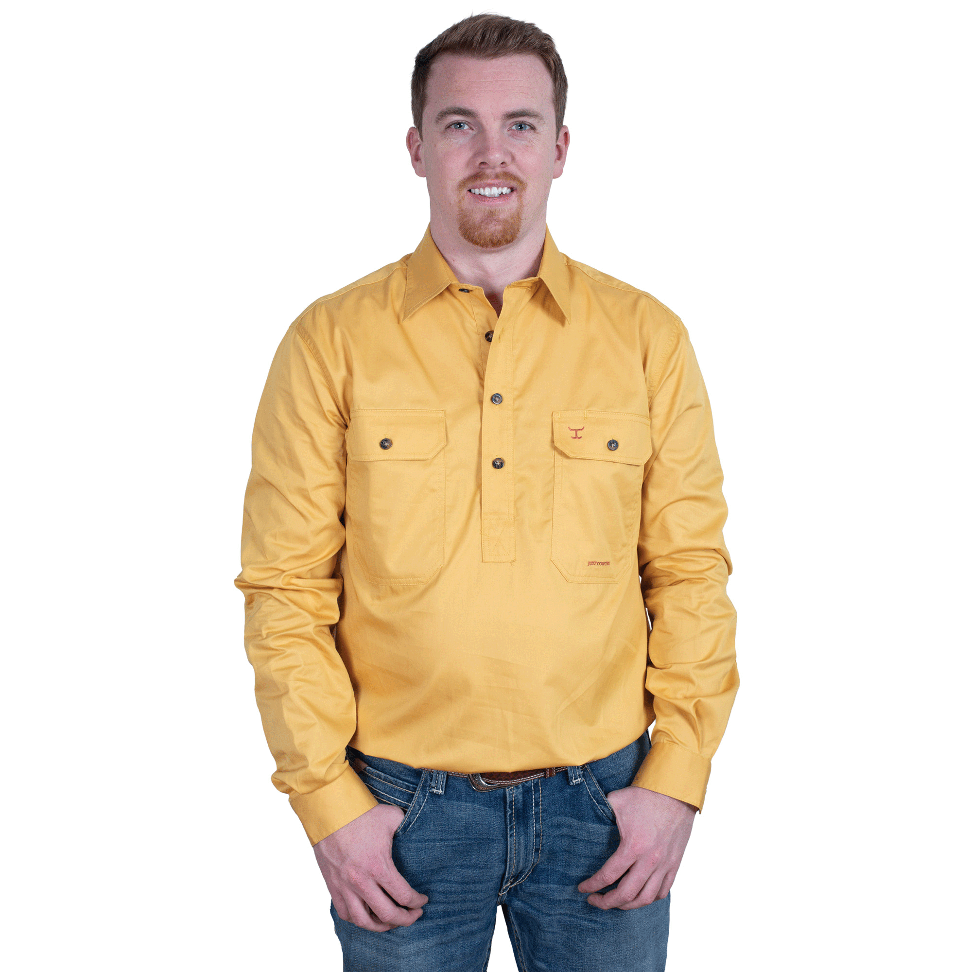 Men's - Cameron - 1/2 Button - Mustard – Deni Workwear & Uniforms